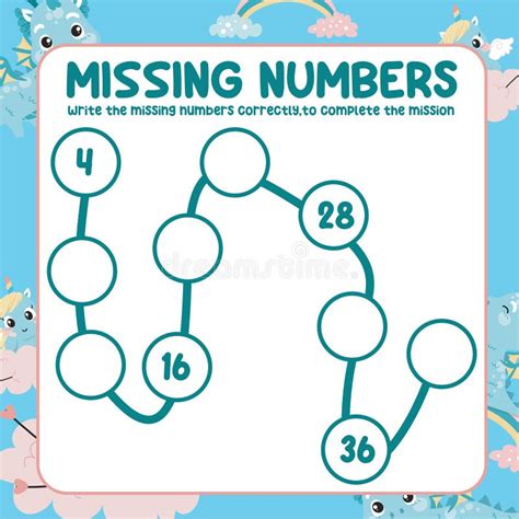 Missing Numbers Worksheet Write The Answer Correctly Stock