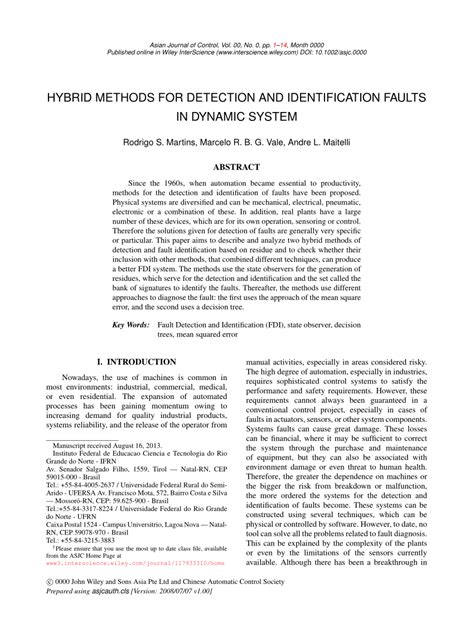 pdf hybrid methods for detection and identification of faults in