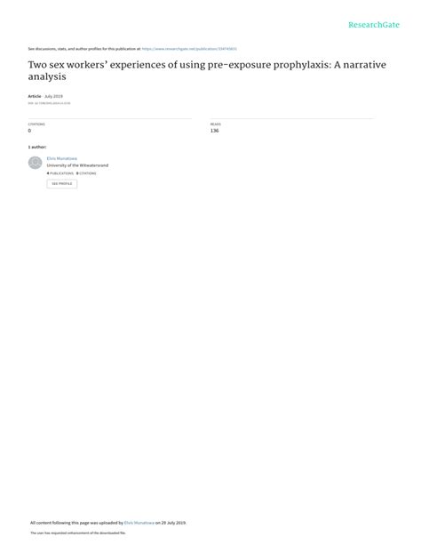 Two Sex Workers Experiences Of Using Pre Exposure Prophylaxis A