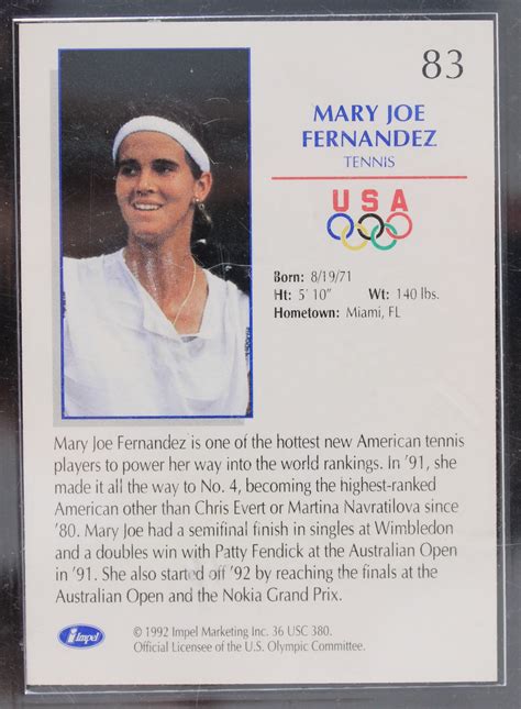 Lot Detail 1992 Mary Joe Fernandez Autographed Us Olympicards Trading