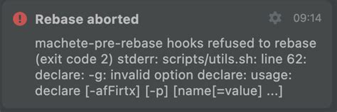 Rebase Fails Due To Invalid Declare Option Pre Rebase Hook · Issue 828 · Virtuslabgit