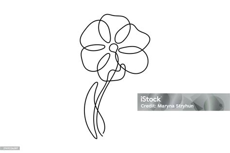 연속 라인 아트 스타일의 꽃 풀밭 사이에 피어 있는 낙서 꽃 테두리 흰색 배경에 고립된 미니멀한 검은색 선형 디자인 벡터 일러스트 레이 션 개체 그룹에 대한 스톡 벡터 아트