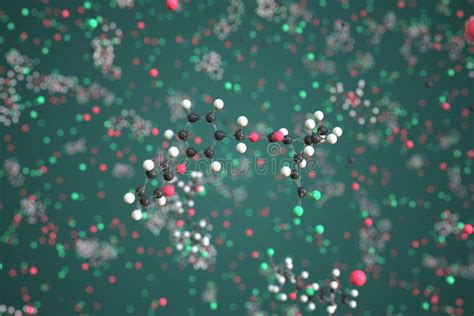 Permethrin Molecule 3d Rendering Flat Molecular Structure With Chemical Formula And Atoms Color