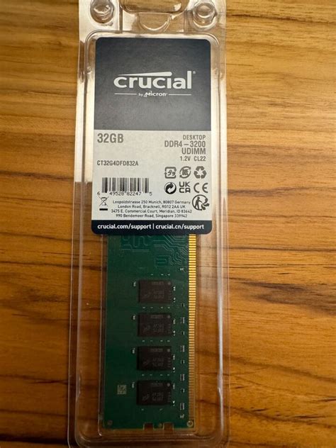 Crucial 32gb Ddr4 3200 Mt S Cl22 Udimm 288 Pin Desktop Memory Ct32g4dfd832a Ram 649528822475 Ebay