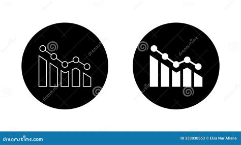 Decreasing Bar Chart Icon On Black Circle Market Crash Concept Stock Illustration