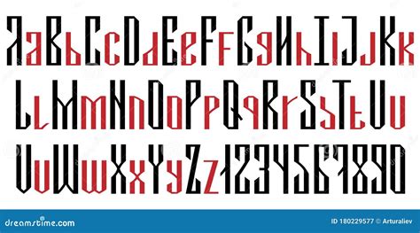 Cyrillic Geometric Letters And Numbers Set Russian Or Ussr Style Vector Latin Alphabet Bauhaus