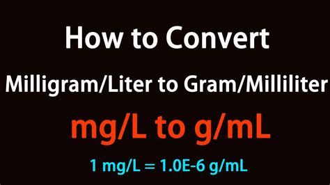 How To Convert Milligramliter To Grammilliliter Youtube