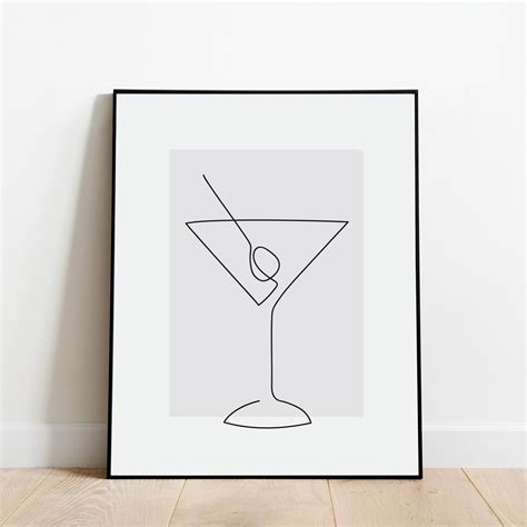 Martini Glass Line Drawing Print Drawing Prints Line Drawing Modern