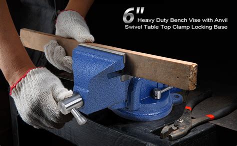 6 Heavy Duty Bench Vise Pipe Vise Bench Vices With Anvil Swivel Table Top Clamp Locking Base