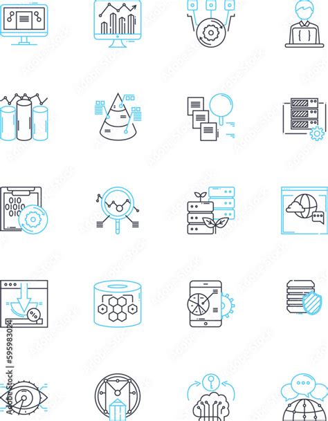 Cybersecurity Linear Icons Set Encryption Firewall Malware Virus
