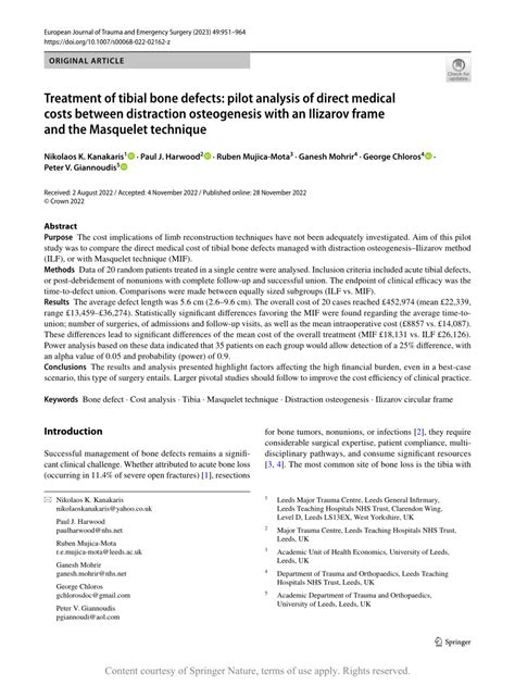 Pdf Treatment Of Tibial Bone Defects Pilot Analysis Of Direct