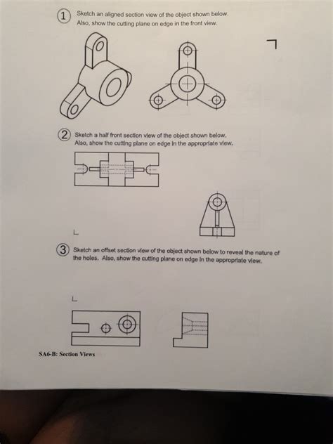 Solved Sketch An Aligned Section View Of The Object Shown