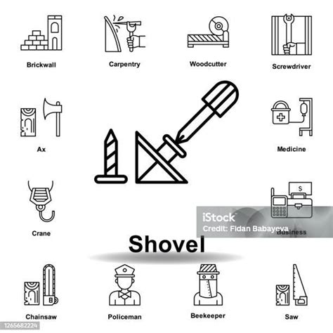 삽 윤곽선 아이콘입니다 노동절 일러스트 아이콘 세트입니다 서명 및 기호는 웹 로고 모바일 앱 Ui Ux에 사용할 수 있습니다 Australian Labor Party에 대한