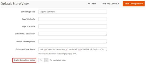 how to enable disable demo store notice in magento 2