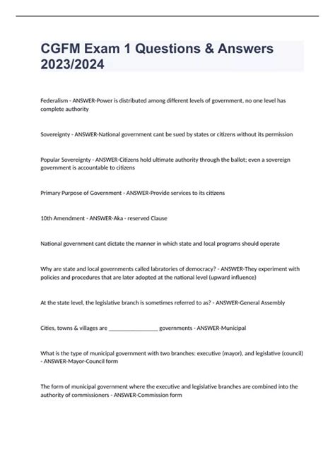 Cgfm Exam 1 Questions And Answers 2023 2024 Cgfm Stuvia Us