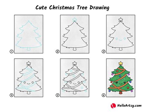 Cute Christmas Tree Drawing Helloartsy