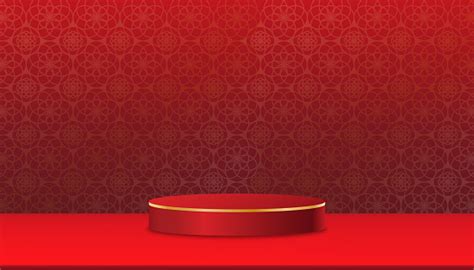 빨간 배경 3d 스튜디오 룸 붉은 달 벽지 배경에 선반 벡터 최소 디자인 배경 촬영 제품 프레 젠 테이션 중국 새해에 대한