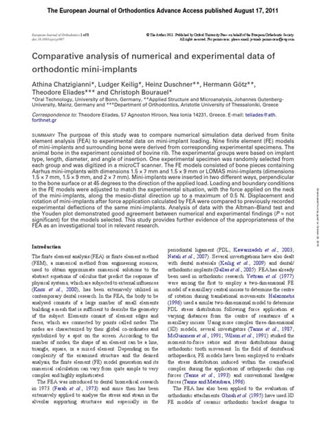 Comparative Analysis Of Numerical And Ex Pdf Pdf Finite Element Method Orthodontics