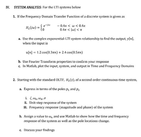Solved SYSTEM ANALYSIS For The LTI Systems Below If The Chegg