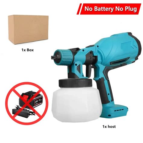 전기 스프레이건 흐름 간편한 제어 무선 페인트 분무기 자동 스틸 코팅 에어 브러시 마키타 배터리 18v 1000ml