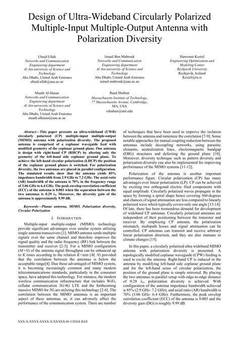 Pdf Design Of Ultra Wideband Circularly Polarized Multiple Input