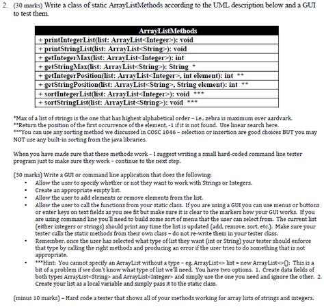 Solved Marks Write A Class Of Static ArrayListMethods Chegg
