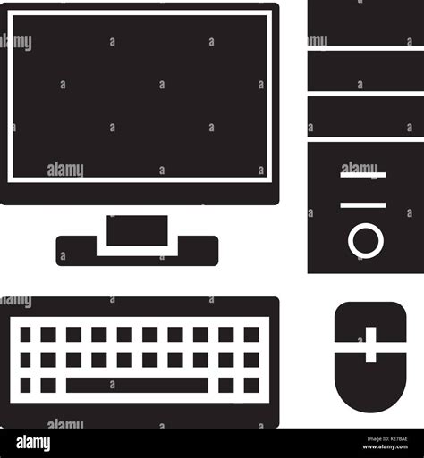 Personal Computer Monitor Keyboard Mouse System Block Icon Vector