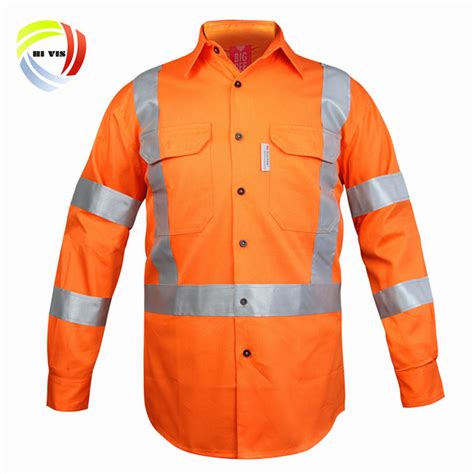 Mens Full Orange 3m Reflective Shirt Plus Size Safety Hi Vis Safety