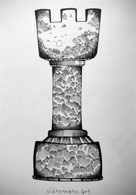 I Drew A Rook Cloud Theme Lineart With Ink 716x1024 Rchessporn