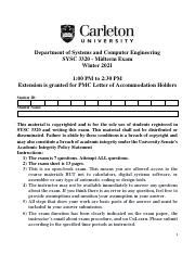 SYSC 3320 Winter 2021 Midterm 3 0 Pdf Department Of Systems And