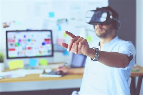 Premium Photo Young Male Software Programmer Testing A New App With 3d Virtual Reality Glasses