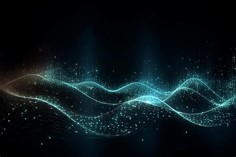 premium photo a glowing particle and binary wave pattern on dark