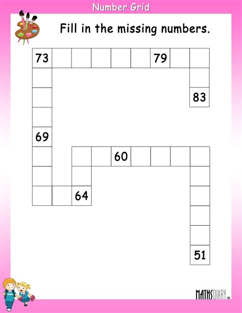 fill the numbers in the number grid math worksheets