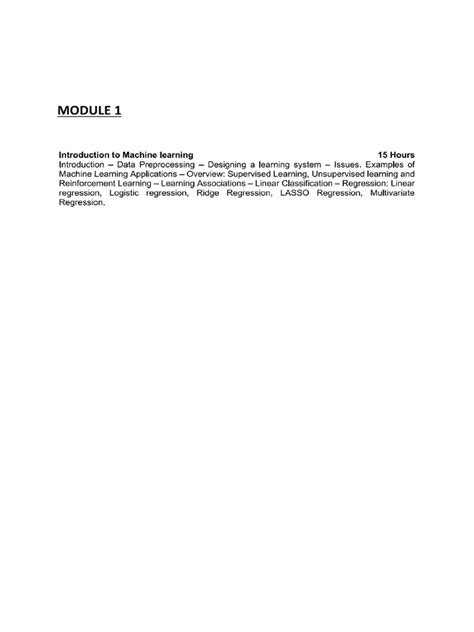module 1 notes pdf regression analysis linear regression