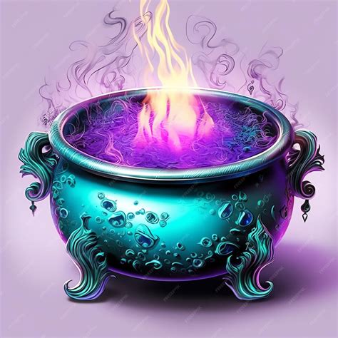 Premium AI Image | beautiful purple Witch's cauldron clipart illustration