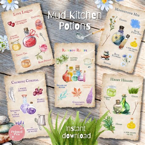 Mud Kitchen Recipe Potion Flash Cards Early Years Resources Home