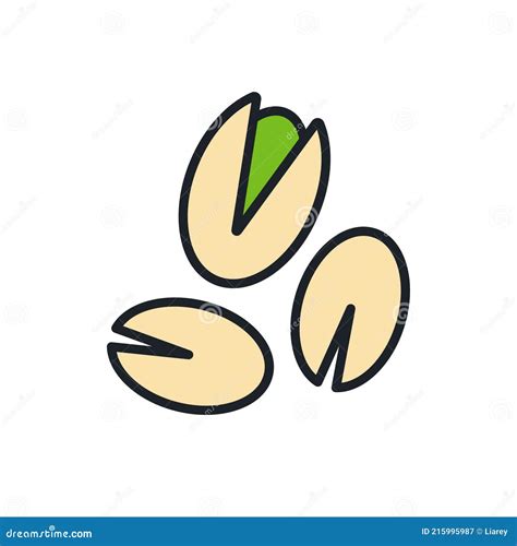 Pistachio Icon Linear Color Icon Of Nuts Contour Shape Outline Isolated On White Thin Line