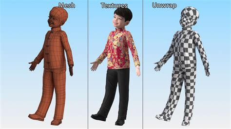 Chinese Boy Traditional Tang Jacket 3d Model 119 3ds Blend C4d