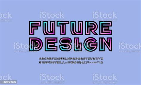 기술 멀티 컬러 원래 알파벳 트렌디 한 현대 글꼴 미래 문자와 숫자 벡터 일러스트 10eps 0명에 대한 스톡 벡터 아트 및