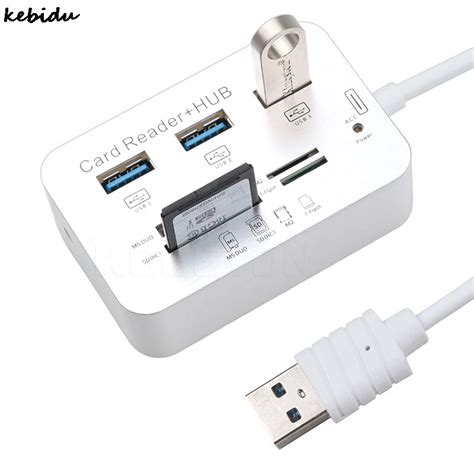 Kebidu Mini USB HUB Memory Card Reader Port Aluminum USB Hub With MS SD M TF Multi In