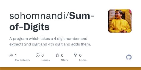 Github Sohomnandisum Of Digits A Program Which Takes A 4 Digit
