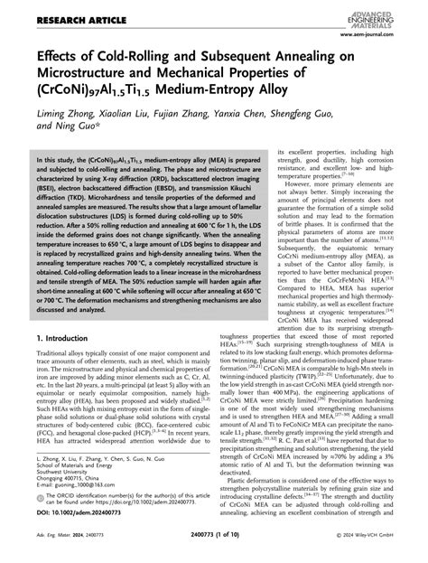 Effects Of Cold‐rolling And Subsequent Annealing On Microstructure And