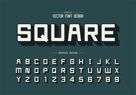Font And Alphabet Vector Square Typeface Letter And Number Design