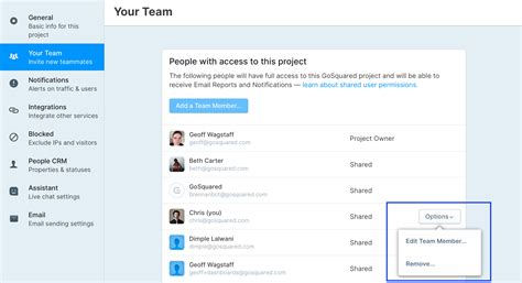 Team Permissions Gosquared