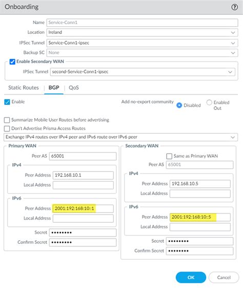 Enable IPv6 Networking For Service Connections