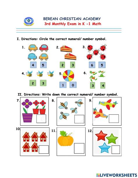 Pre K Math Nov Exam Worksheet Live Worksheets