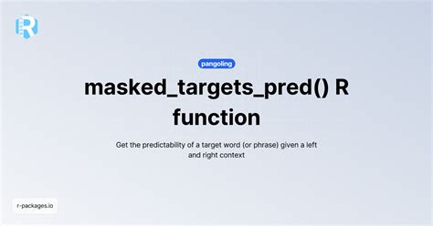 Maskedtargetspred R Function From Pangoling R Packages