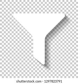 Funnel Filter Icon White Icon Shadow Stock Vector Royalty Free