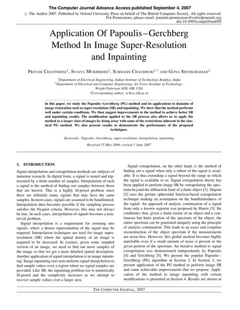 Pdf Application Of Papoulis Gerchberg Method In Image Super