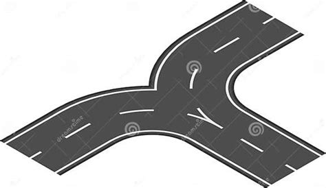 Y Shaped Highway Intersection Joining Two Curved Roads With White